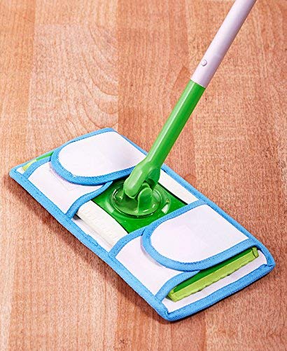 Reusable Microfiber Wet Mop Pads Blue With White Canvas Backing 420gsm
